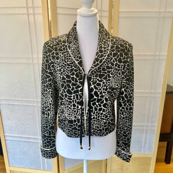 St. John | Jackets & Coats | St John Collection Knit Black White Jacket ...